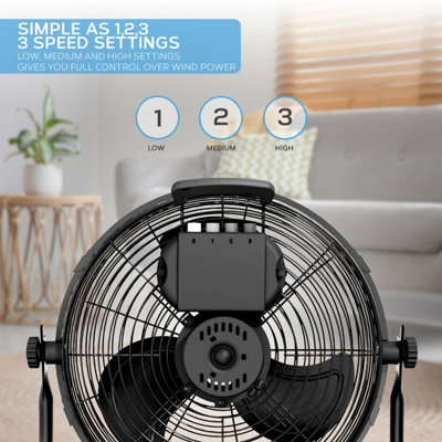Air Pro 14" Floor Fan 3 Powerful Speed Settings & Adjustable Tilt Metal ...