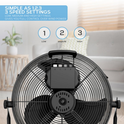 Air Pro 16" Floor Fan 3 Powerful Speed Settings & Adjustable Tilt Metal ...