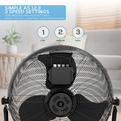 Air Pro 20" Floor Fan 3 Powerful Speed Settings & Adjustable Tilt Metal ...