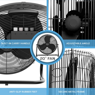 Air Pro 20" Floor Fan 3 Powerful Speed Settings & Adjustable Tilt Metal ...