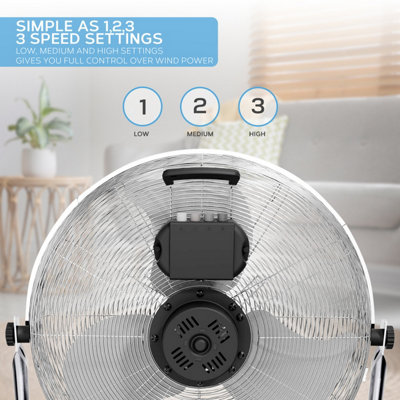 Air Pro 20" Floor Fan 3 Powerful Speed Settings & Adjustable Tilt Metal ...