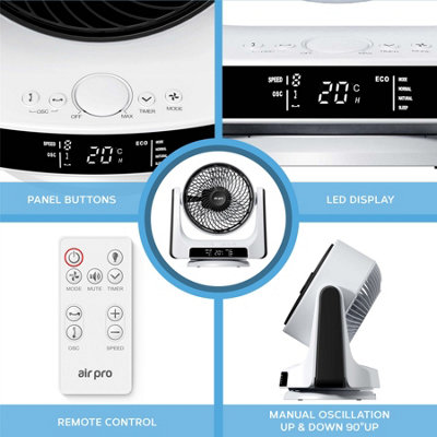 Air Pro Desk Fan Ultra Quiet Air Cooling & Circulator Table Fan - 8 ...