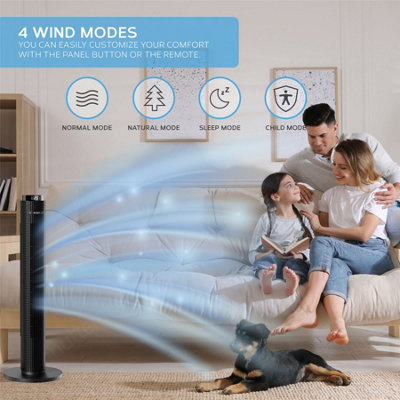 Air Pro Smart 38" Tower Fan Tall Oscillating Bladeless Fan with Remote ...