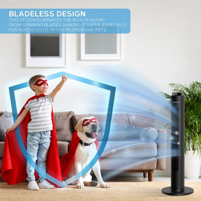 Air Pro Smart 38" Tower Fan Tall Oscillating Bladeless Fan with Remote ...