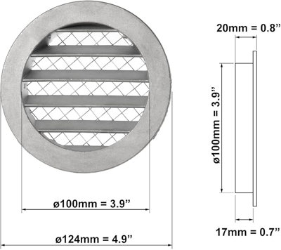 Air Vent Cover 100mm / 4" Round Soffit Vent, Louvered Ventilation ...