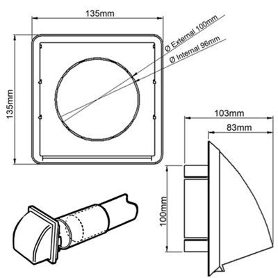 Air Vent Cover 4" Cowl Duct Cover with Anti-Backdraft Flaps ...