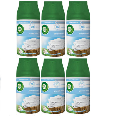 AIR WICK AIR FRESHENER FRESHMATIC LINEN IN THE AIR REFILL TINS 6X 250ML ...