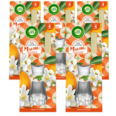 Air Wick Reed Diffuser Scented Natural Oil Malibu Fragrance 5 x 25ml