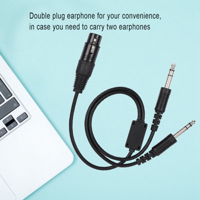 Airbus XLR to GA Dual Plug 5-Pin Headset Adapter Cable for Aviation Headphones