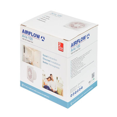 Airflow Aria Bathroom Extractor Fan Timer, 18.5 l/s, 100mm, Quiet, IPX4 ...