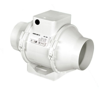 Airflow AV100T Aventa 100mm Mixed Flow In-Line Fan 2 Speed with Timer ...