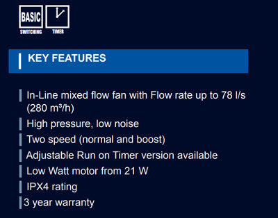 Airflow Aventa 100mm Inline Extractor Fan Kit with Timer 6m Duct Ties ...