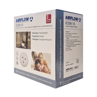 Airflow iCON 15 Bathroom Extractor Fan 19l/s Flow Rate, 100mm, Iris Shutter Tech - 3 Yrs Warranty