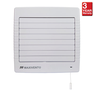 Airflow MaxiVent 150mm Fan with Auto Shutter, Humidity Sensor, 72l/s Airflow, IP45, 28W, 46-57dB ...