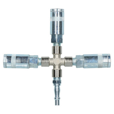 Airline T-Piece Cross Type 4 Way Quick Release Fittings for Compressor ...