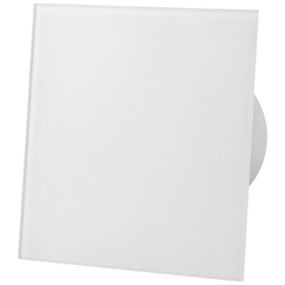 AirRoxy Matte White Glass Front Panel 100mm Standard Extractor Fan for ...