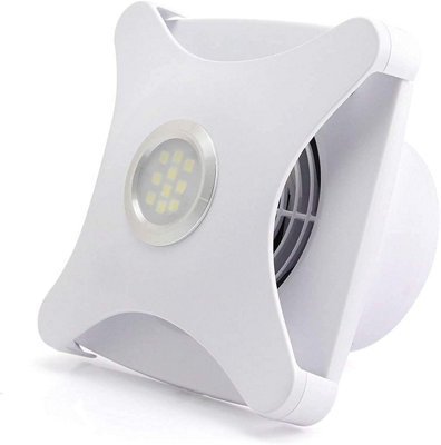 Airtech 4" 100mm Extractor Fan with LED Light Bulb lamp, Wall Exhaust ...