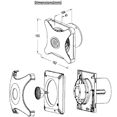 AirTech-UK 4 Inch / 100mm Silent Extractor Fan with 5 W LED Light Wall ...