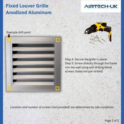 AirTech-UK Aluminium Anodised Louvre Vent with Steel Mesh Weatherproof ...