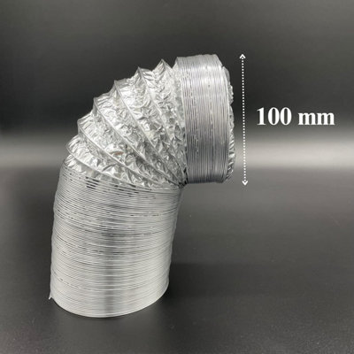 AirTech-UK Aluminium Ducting - 100mm / Dia 4" with 2 Duct Clamps ...