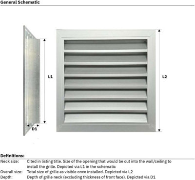 AirTech-UK Aluminum Louvre Grille 500 x 500 mm: Premium Weatherproof ...