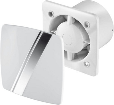 AirTech-UK Bathroom Extractor Fan 100 mm / 4" White with Metallic band ...