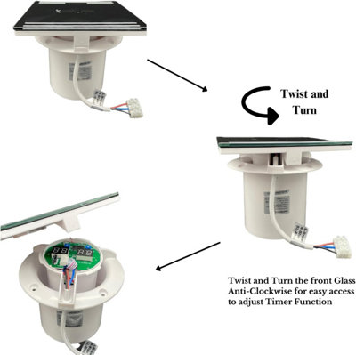 AirTech-UK Bathroom Extractor Fan Black Glass Front 4" Timer and ...