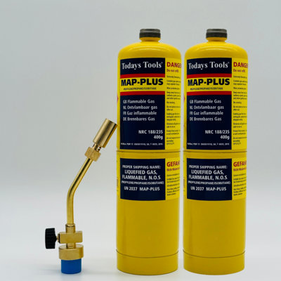 AirTech-UK Hand Torch with 2 Map Gas Cylinder 400g, Map Pro Plus ...