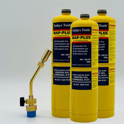 AirTech-UK Hand Torch with 3 Map Gas Cylinder 400g, Map Pro Plus ...