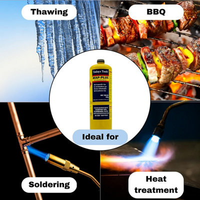 AirTech-UK Hand Torch with 3 Map Gas Cylinder 400g, Map Pro Plus ...