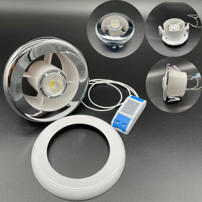 AirTech-UK Inline Bathroom Loft Extractor Fan Kit with LED Light and ...