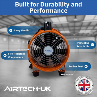 AirTech-UK Portable Blower 10" Commercial Ventilation Axial Metal ...