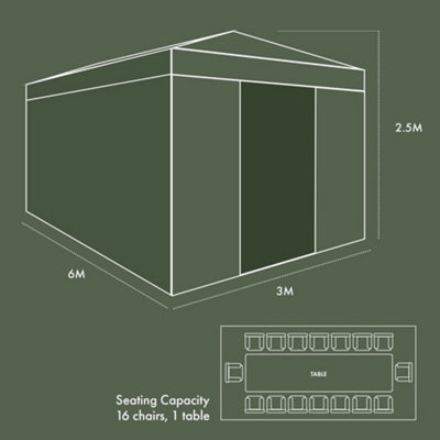 Airwave Party Tent, 6x3 Gazebo Green