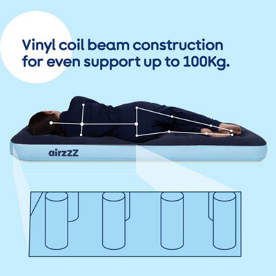 airzzZ Inflatable Flocked Single Air Bed for Camping, Outdoor & Indoor ...