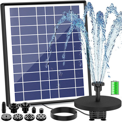 Aisitin 6.5 w Solar Fountain with 1500 mAh Battery Backup, 16.4 ft ...
