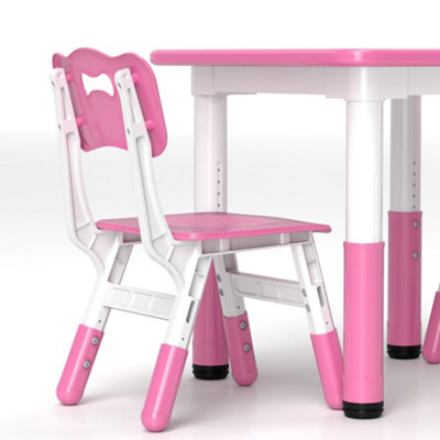 AIYAPLAY 3-Piece Adjustable Kids Table and Chair Set for Playroom - Pink