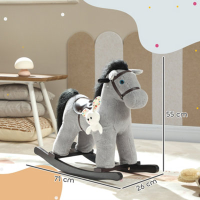 AIYAPLAY Baby Rocking Horse, Toddler Animal Rocker for Kids Aged 2-5, Grey