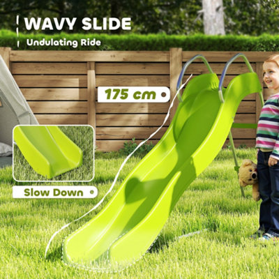 AIYAPLAY Freestanding Slide for Kids with Climbing Ladder, Green