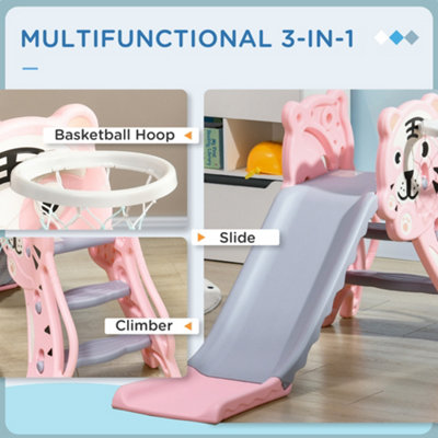 AIYAPLAY Kids Slide with Basketball Hoop, Basketball, for 18-36 Months ...