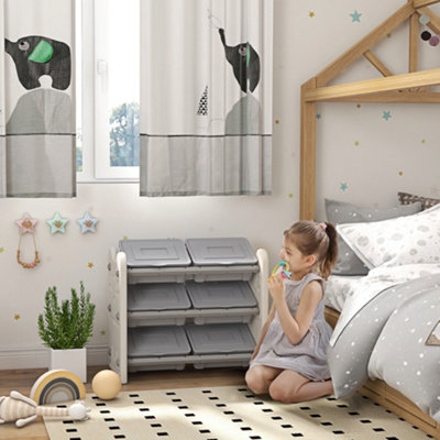 AIYAPLAY Kids Toy Storage Units with 6 Storage Boxes, 76 x 37 x 60cm ...