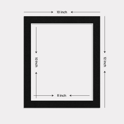 AK Frames 12x10 Black Picture Mounts to Fit 10x8 Aperture Size - Mount ...