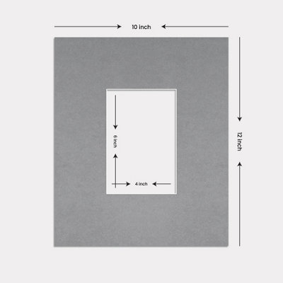 AK Frames 12x10 Mid Grey Picture Mounts to Fit 6x4 Photo Frames