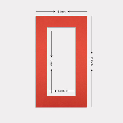 AK Frames 16x9 Poppy Red Picture Mounts to Fit 12x5 Photo Frames