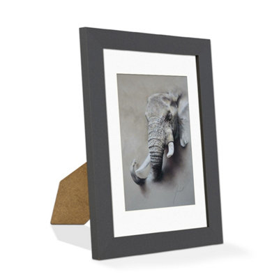 AK Frames Dark Grey 7x5 Frame with 6x4 Mount and Perspex Front