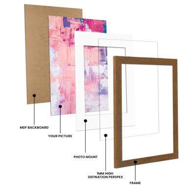 AK Frames Dark Oak 8x8 Frame with 6x6 Mount and Perspex Front