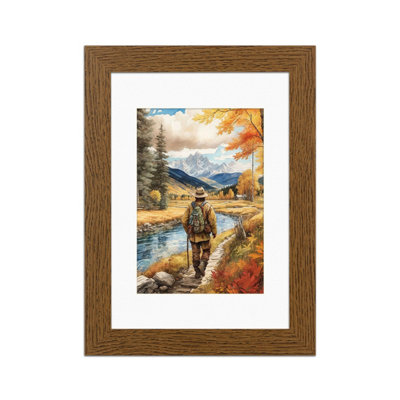 AK Frames Dark Oak 9x7 Frame with 6x4 Mount and Perspex Front