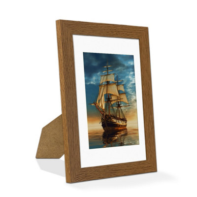 AK Frames Dark Oak 9x7 Frame with 6x4 Mount and Perspex Front