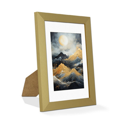 AK Frames Gold 9x7 Frame with 6x4 Mount and Perspex Front