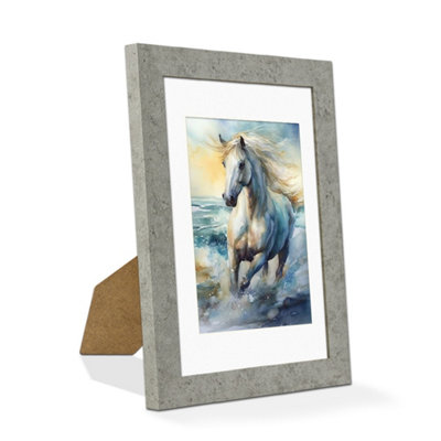AK Frames Grey Marble 8x6 Frame with 7x5 Mount and Perspex Front