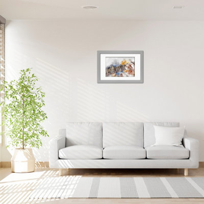 AK Frames Light Grey 16x9 Frame with 12x5 Mount and Perspex Front